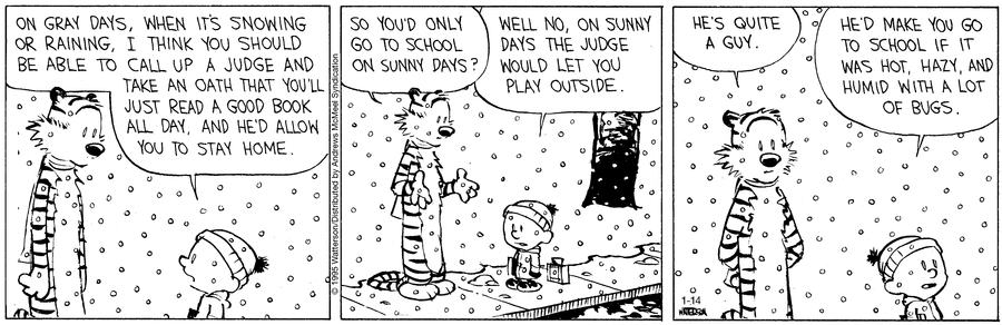 Calvin and Hobbes by Bill Watterson for January 14, 2025 - GoComics