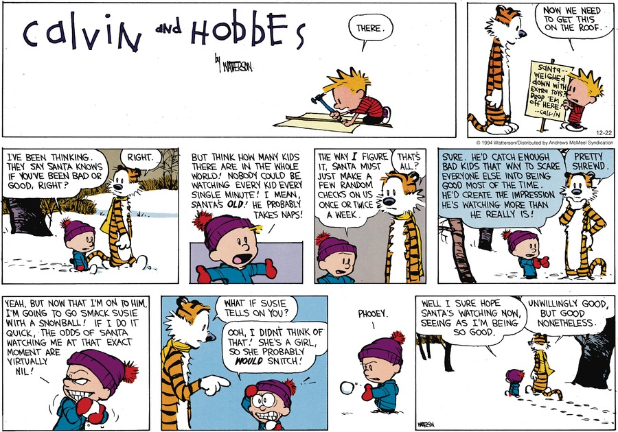 Calvin and Hobbes by Bill Watterson for December 22, 2024 - GoComics