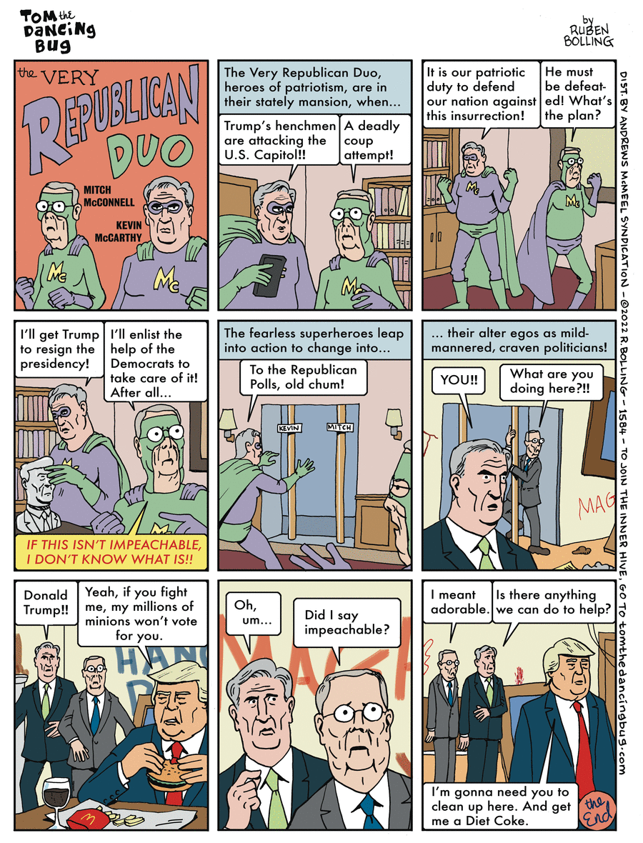 Tom the Dancing Bug by Ruben Bolling for April 29, 2022 - GoComics