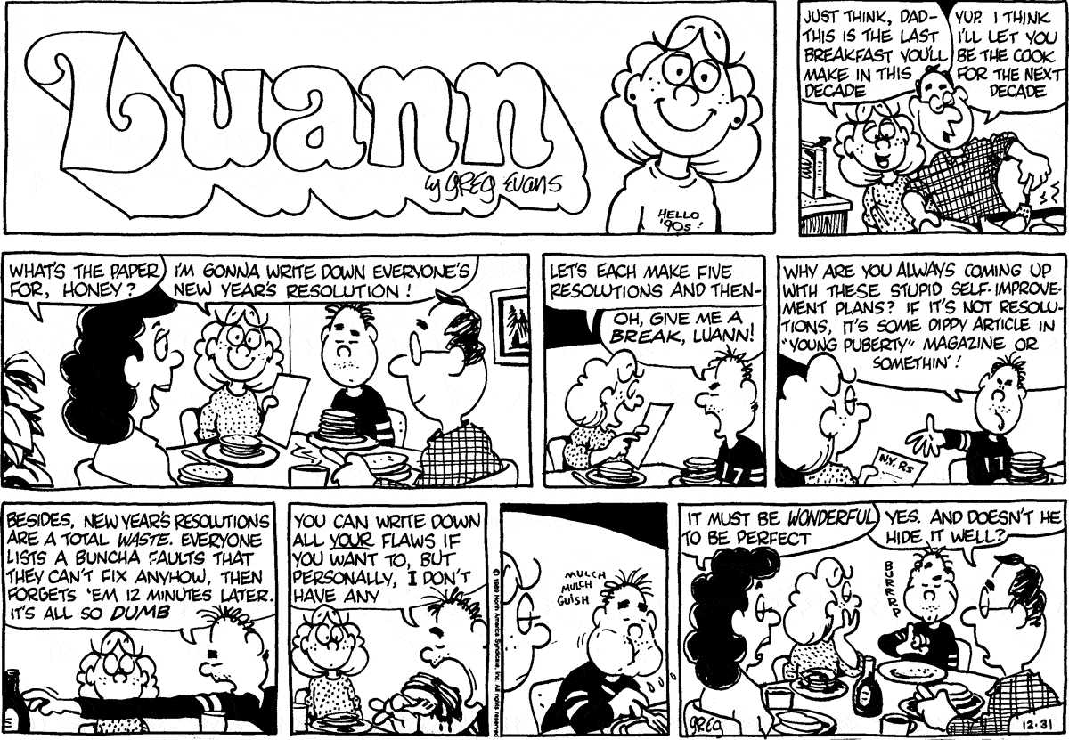 Luann by Greg Evans and Karen Evans for December 31, 1989 - GoComics